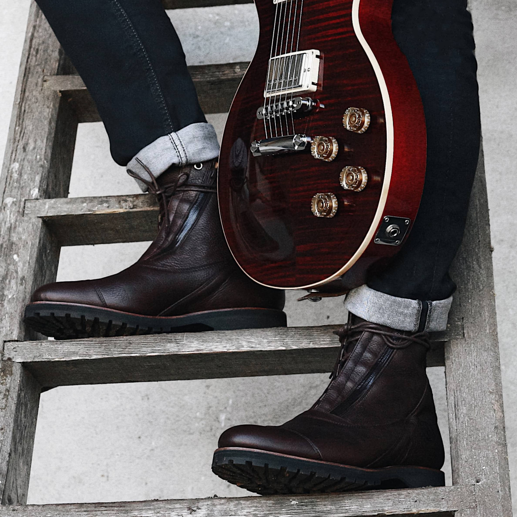 Rafale - chaussures Bottes rangers homme - cuir marron - Maison Hardrige