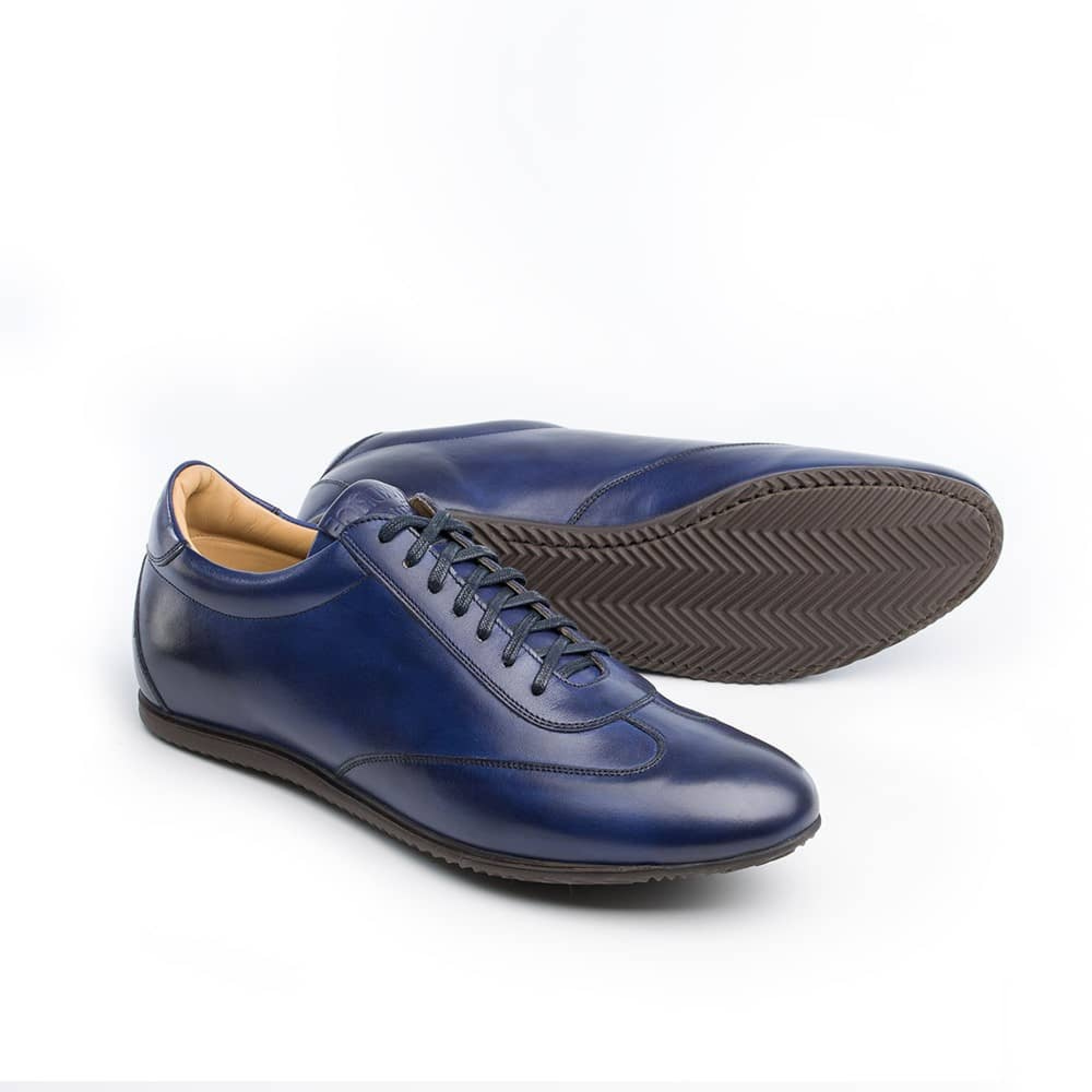 Racer - Sneakers vintage homme - cuir bleu marine - cousu bolognais